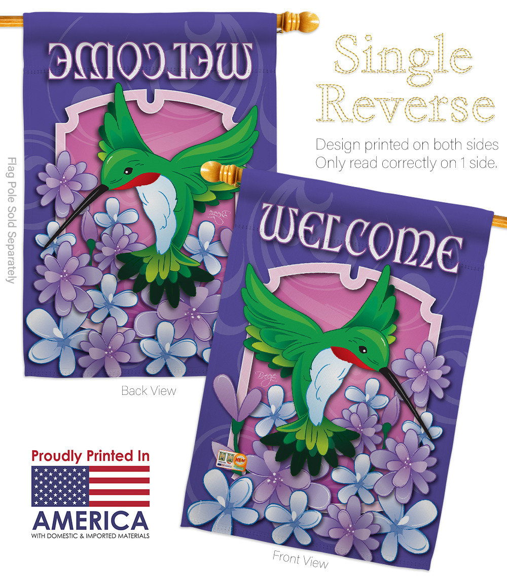 Welcome Hummingbird Garden Friends Birds House Flag Set - Modern ...