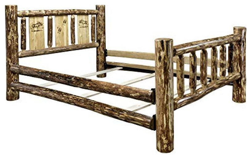 Glacier Country Collection Twin Bed, Laser Engraved Moose Design ...