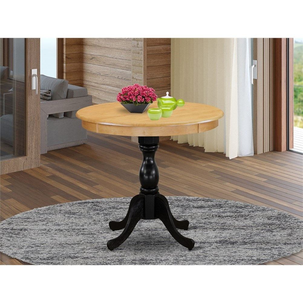 AMT-OBL-TP - Round Dining Room Table for Small Space - Oak Top & Black ...