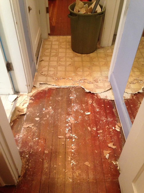 Our first project! Disgusting carpet to restored hardwood