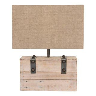 Hinge Table Lamp by Surya, White Washed/Tan Shade - Farmhouse - Table ...