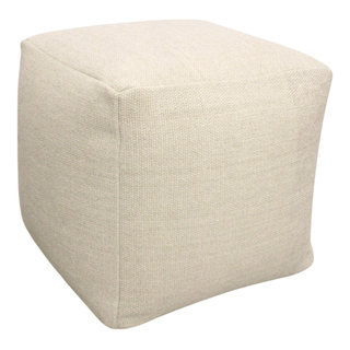 Remi Pouf, Handwoven Contemporary Ivory Wool - Transitional - Floor ...