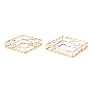 Modern Contemporary Boxe Tray Decor, Set of 2, Gold, Mirror Steel ...
