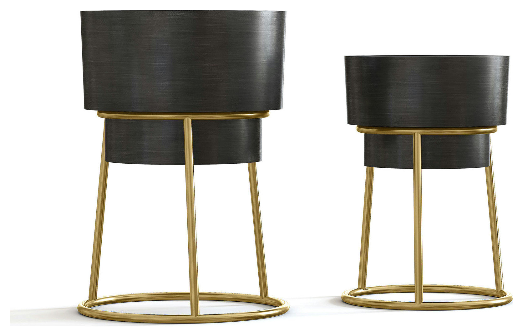 Laney Metal Black & Gold Planters S2 - Contemporary - Indoor Pots And ...