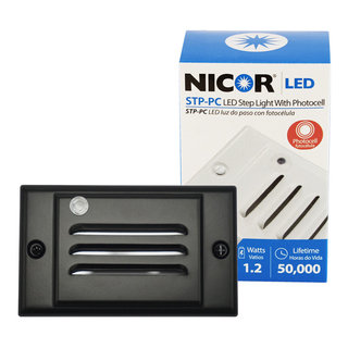NICOR LED Step Light With Photocell Sensor Including Black Horizontal ...