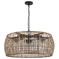 Piper 5 Light Pendant Outdoor, Natural Black With Maple All-Weather ...