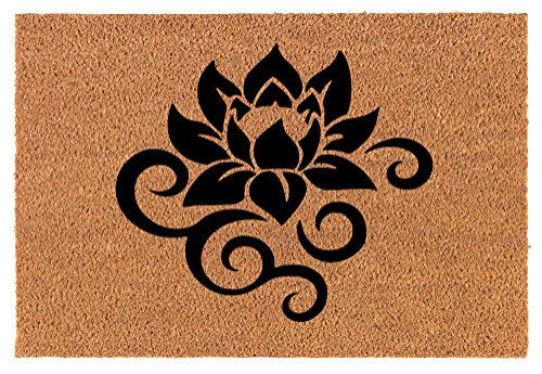 Coir Doormat Lotus Flower Scroll (30" x 18" Standard) - Asian ...