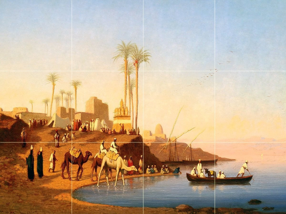 Tile Mural, Passage of the Nile Backsplash, 4.25" Ceramic, Matte ...