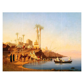 Tile Mural, Passage of the Nile Backsplash, 4.25" Ceramic, Matte ...