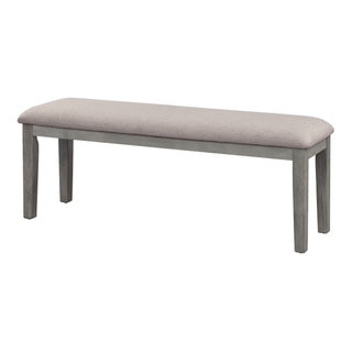 Benzara BM220936 Rectangular Wooden Bench with Fabric Upholstered Seat ...