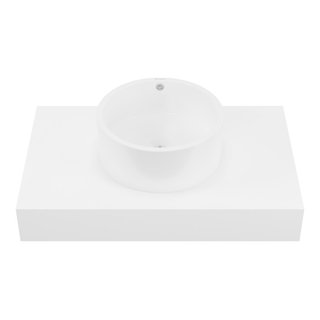 Monaco 36" Floating Bathroom Shelf With Vessel Sink, Glossy White, 24 x 22 - Contemporary ...