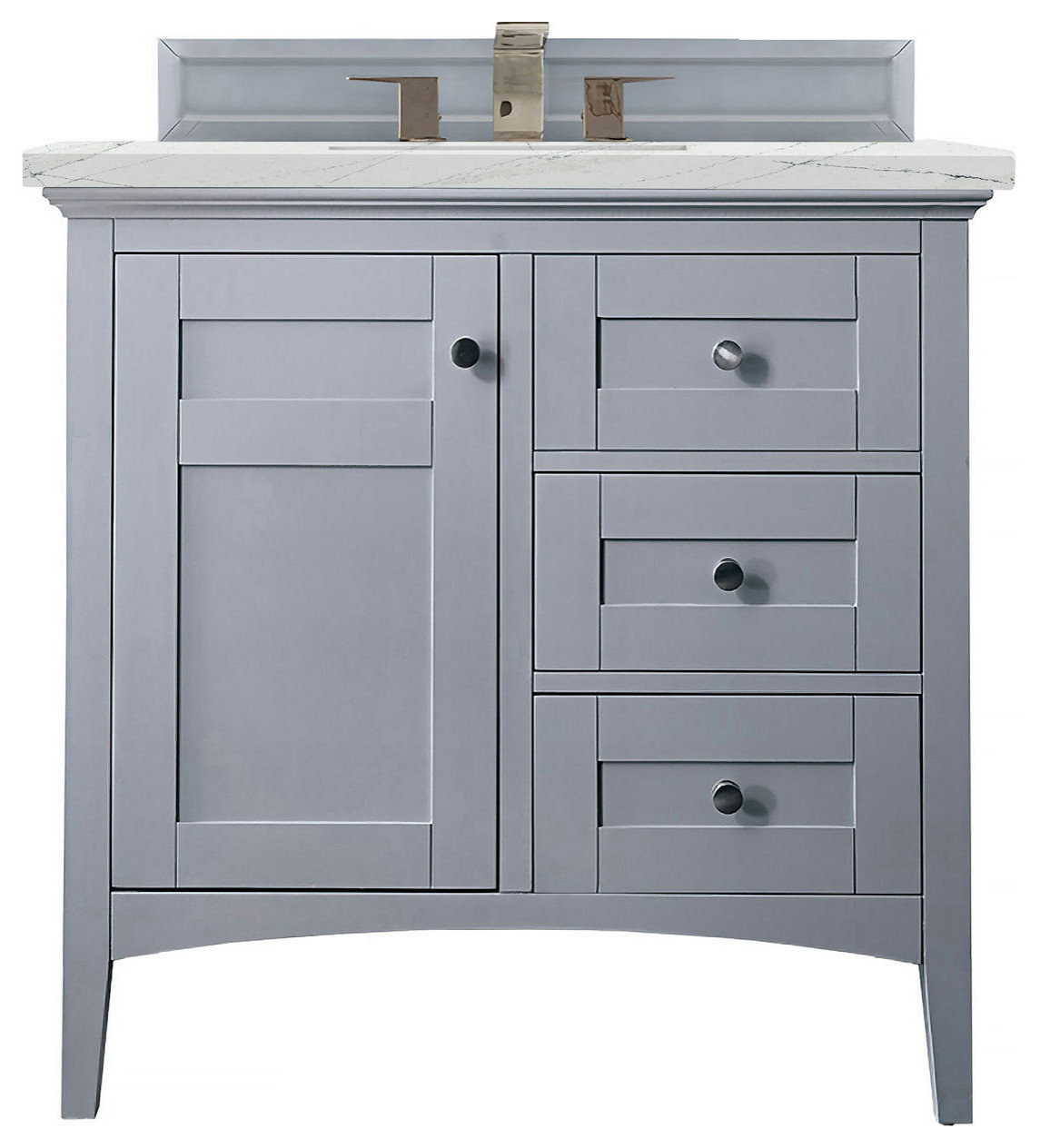 Palisades 36" Single Vanity, Silver Gray, w/ 3 CM Ethereal Noctis ...