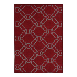 RugSmith Red Kerala Modern Trellis Area Rug, 3'x5', 3'x5 ...