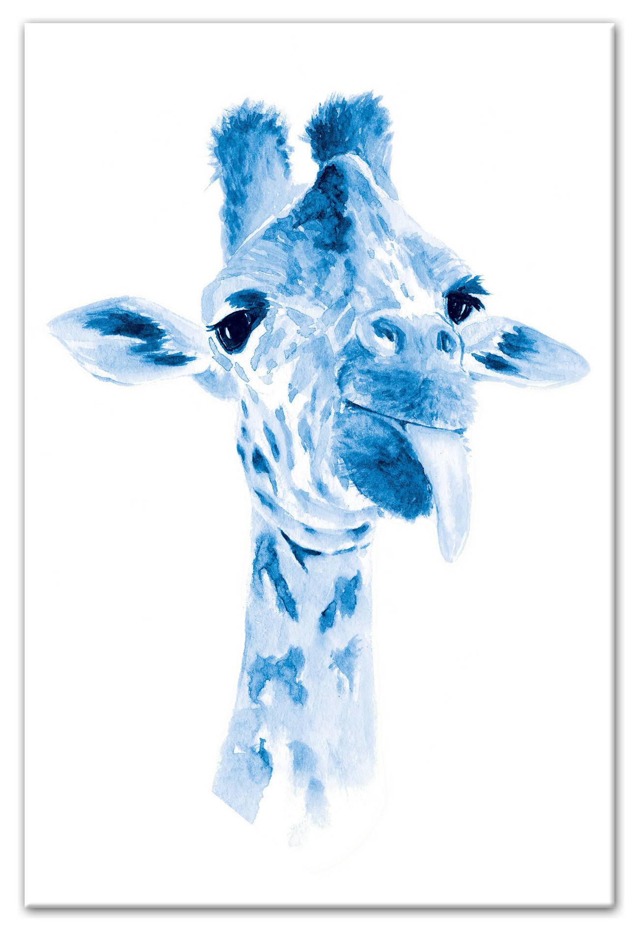 Sassy Blue Giraffe 12x18 Canvas Wall Art - Contemporary - Prints And ...