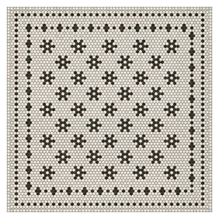 Mosaic B, Clemont Avenue 72x72 Vintage Vinyl Floorcloth, Cream/Aged ...