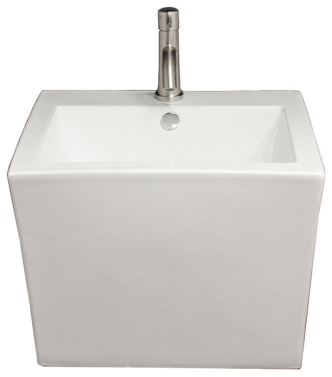 Trapezoid Shaped Wall Mount Basin, Integrated Rectangular Bowl, a ...