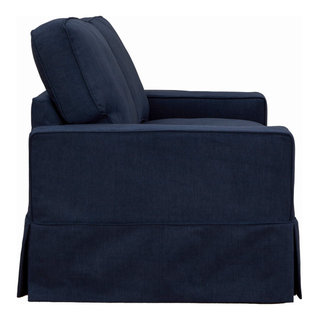 Box Cushion Track Arm Loveseat Fabric Navy Blue - Transitional ...