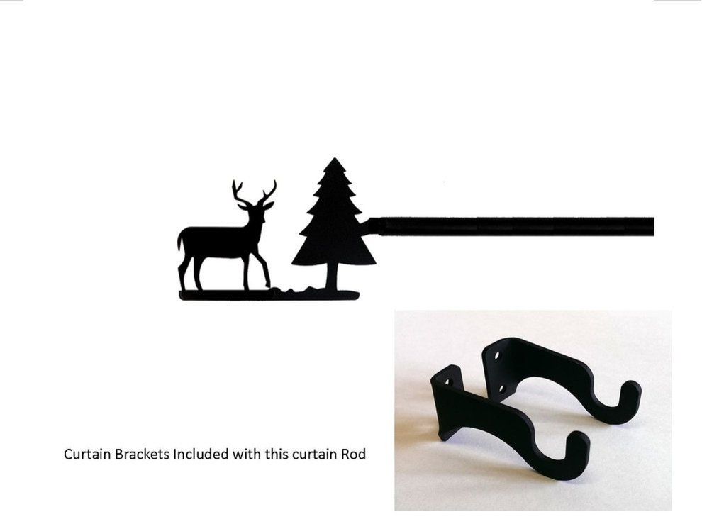 Deer/Pine Curtain Rod, Small - Rustic - Curtain Rods - by Bentley ...