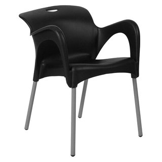 Hercules Series Black Plastic Stack Chair With Arms and Titanium Frame ...