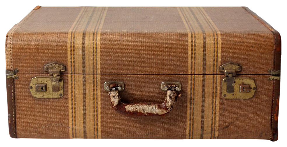 Consigned, Vintage Striped Suitcase - Farmhouse - Decorative Trunks ...