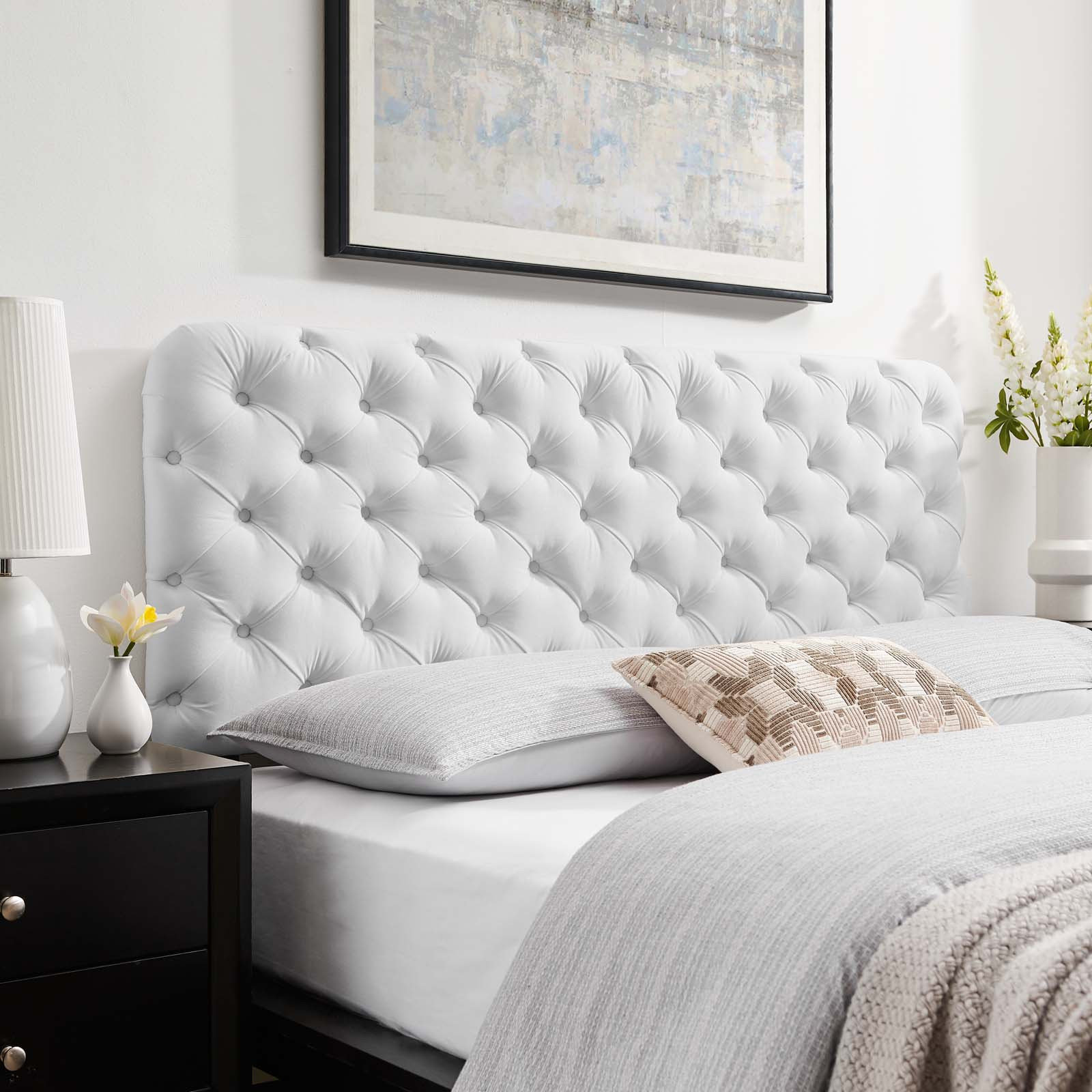 Tufted Headboard, King Size, Velvet, Dark Gray, Modern Contemporary ...
