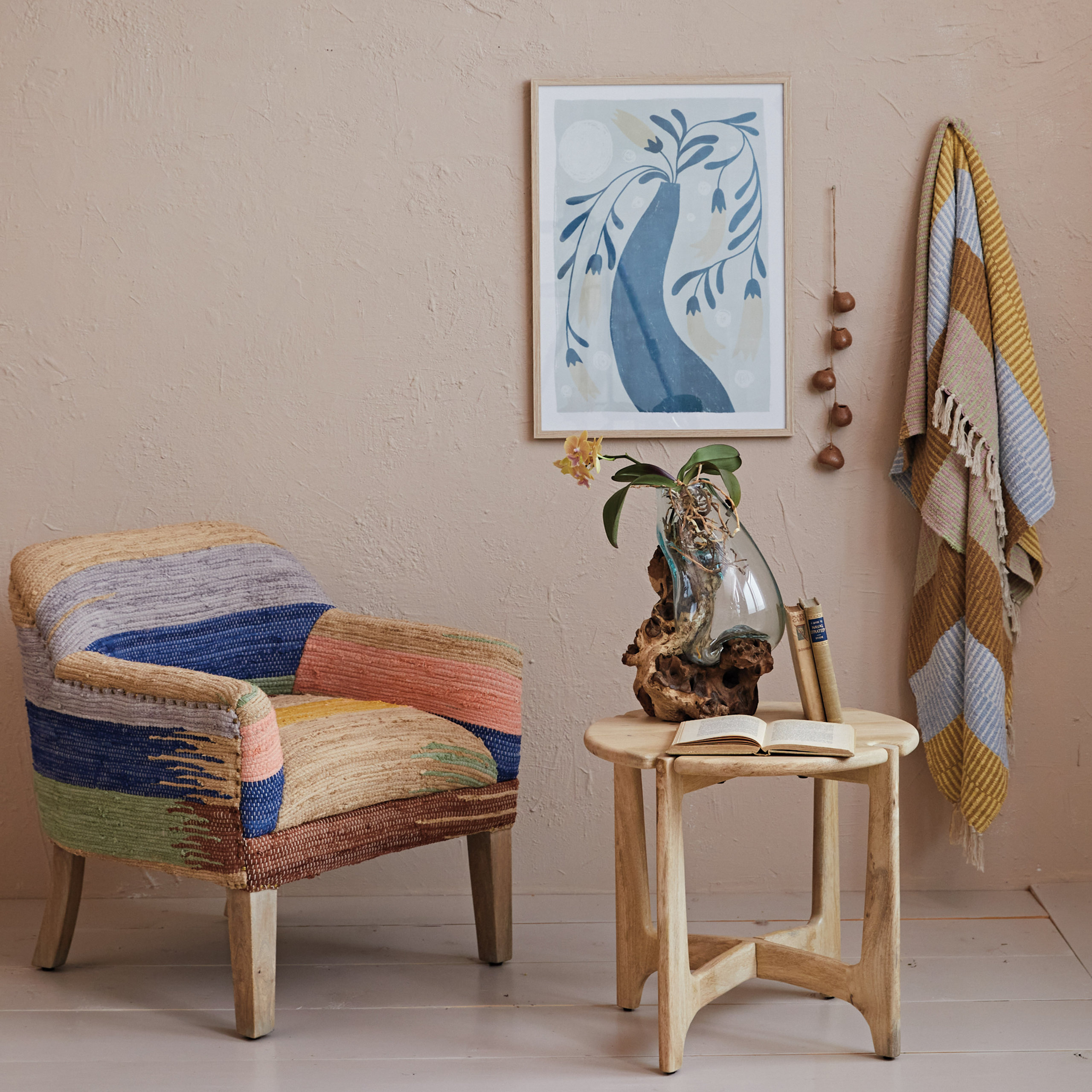 Reclaimed Glass Terrarium Vase on Wood Base, Clear and Natural - Rustic ...