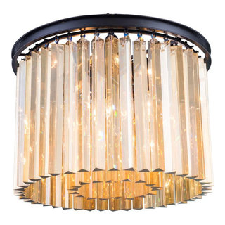 Canberra 6-light Matte Black Flush Mount Golden Teak (Smoky ...