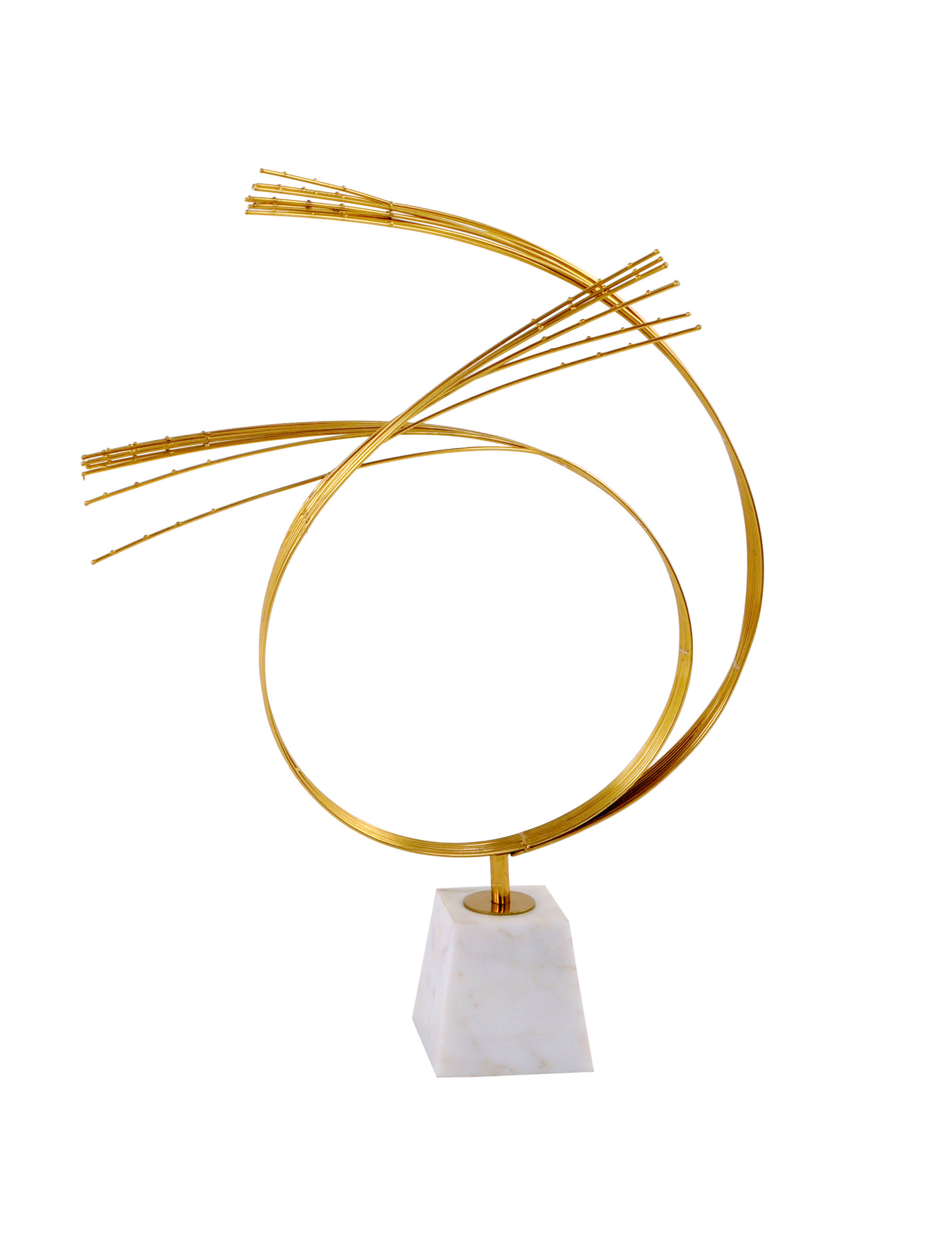 Agra Statue Small Gold Finish on Metal with White Marble Base ...