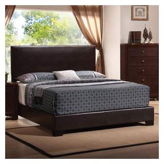 Coaster Conner Upholstered Faux Leather Eastern King Panel Bed in Brown ...