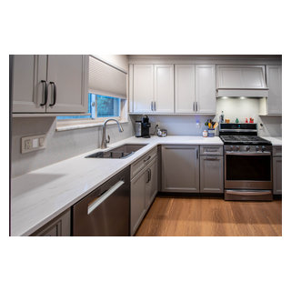 Two-Tone Neutral Kitchen with Quartz Countertop and Soho Picket ...