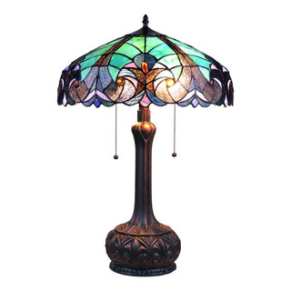 Chloe Lighting Liason Tiffany-Style 2-Light Victorian Table Lamp 18 ...