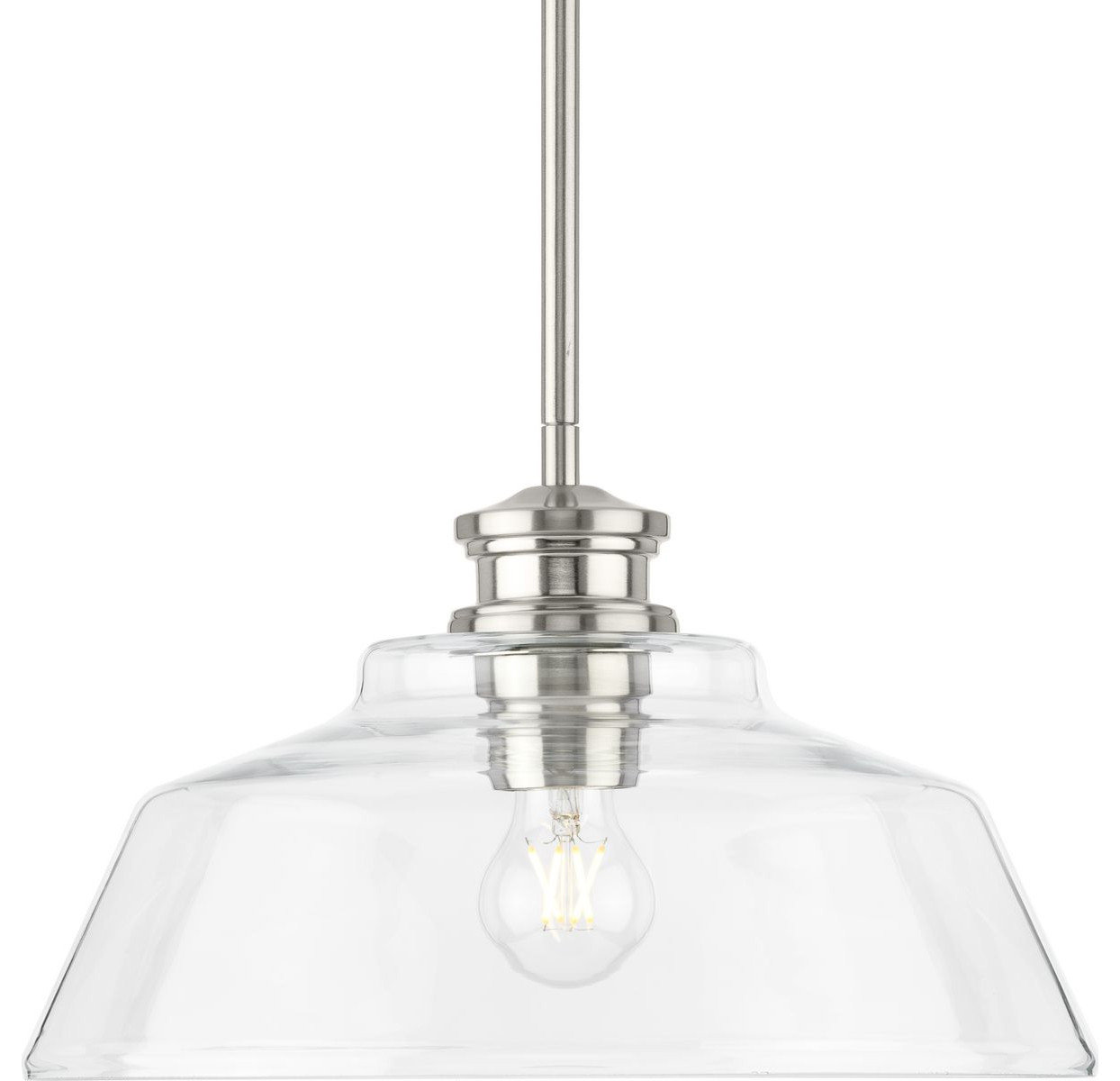 Singleton 1-Light 14" Brushed Nickel Pendant Light With Clear Glass ...