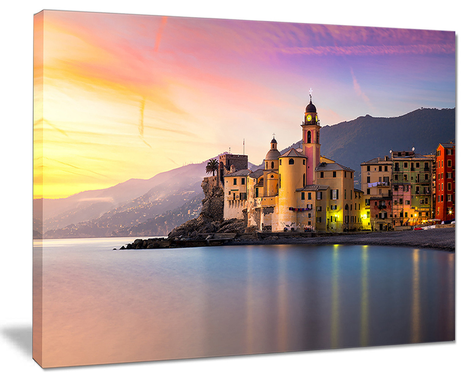 "Old Mediterranean Town at Sunrise" Large Wall Artwork, 20"x12 ...