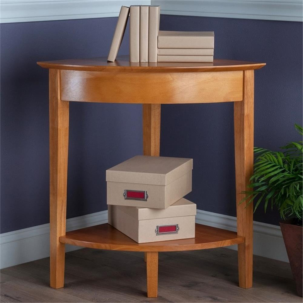 Pemberly Row Transitional Solid Wood Corner Table in Honey Pine ...