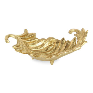 Maidmore Grove Golden Cast Iron Leaf Dish Decor - Contemporary ...