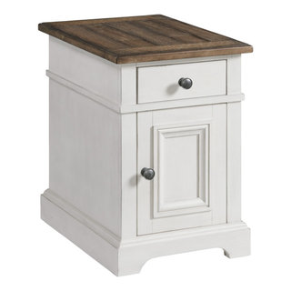 Drake 24" Table With Cabinet and Drawer, Rustic White and French Oak ...