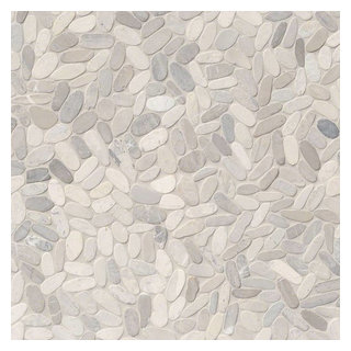 Rio Lago Sliced Truffle Tumbled Marble Pebble - Contemporary - Mosaic ...