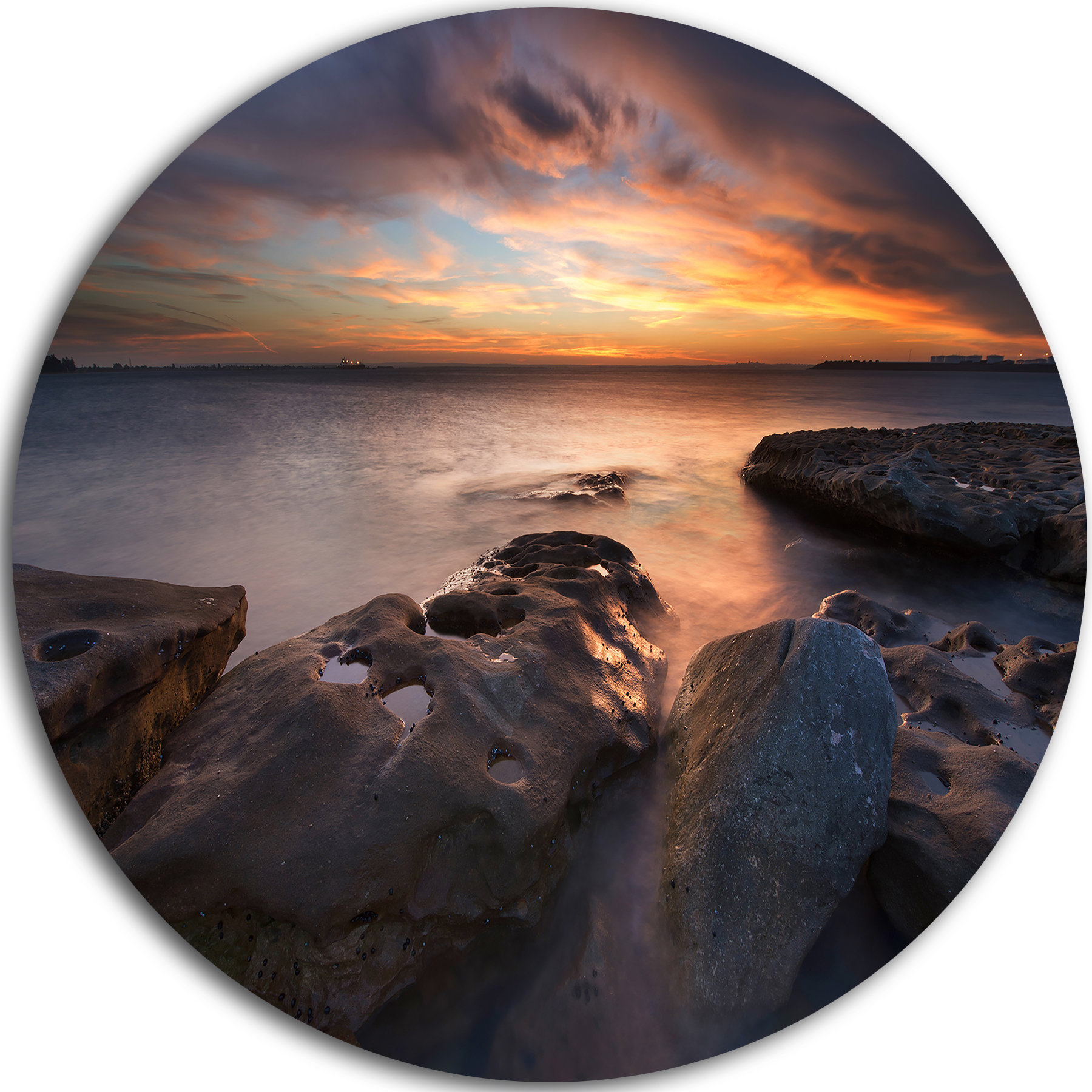 Dark La Perouse Beach in Sydney, Seashore Round Metal Wall Art, Disc of ...