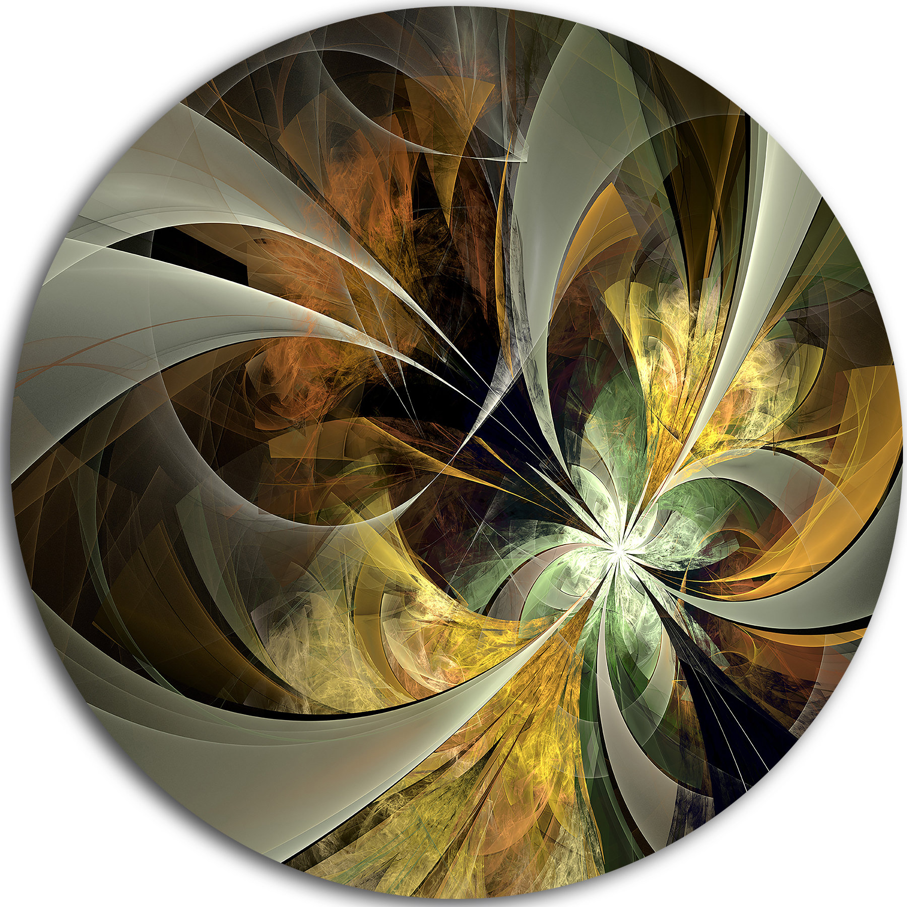 Designart - Symmetrical Gold Fractal Flower' Floral Metal Circle Wall ...