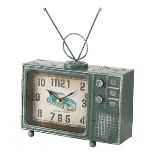 Faux TV Clock, 11.5 Inches - Industrial - Desk And Mantel Clocks - by ...