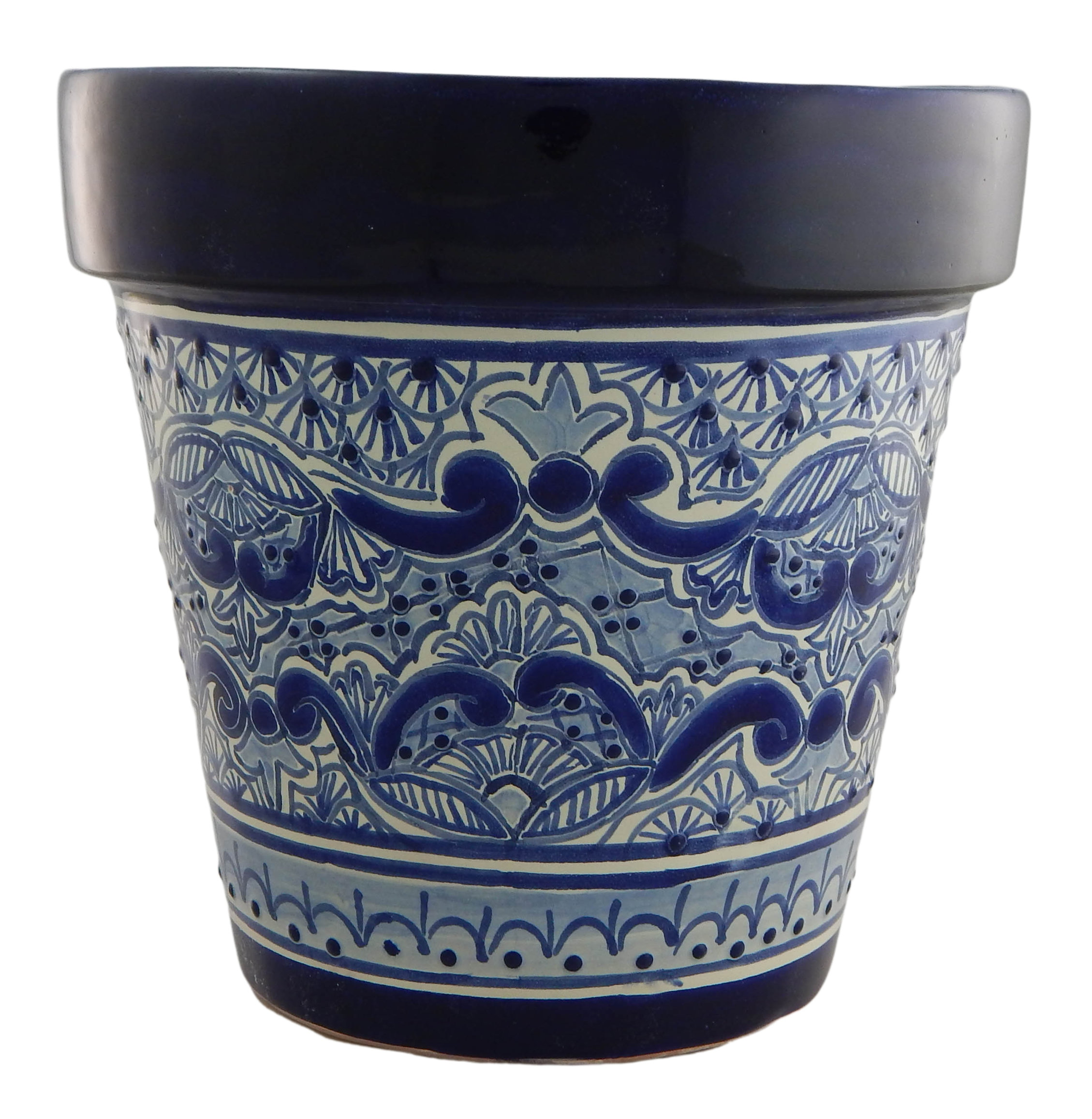 Mexican Ceramic Flower Pot Planter Folk Art Pottery Handmade Talavera ...