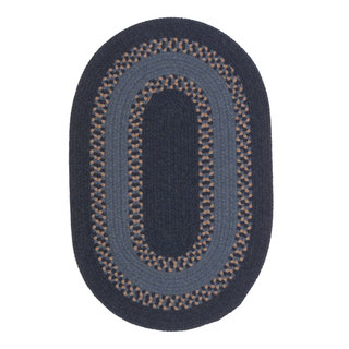 Corsair Banded Oval - Navy 5x7, Oval, Braided - Contemporary - Area ...