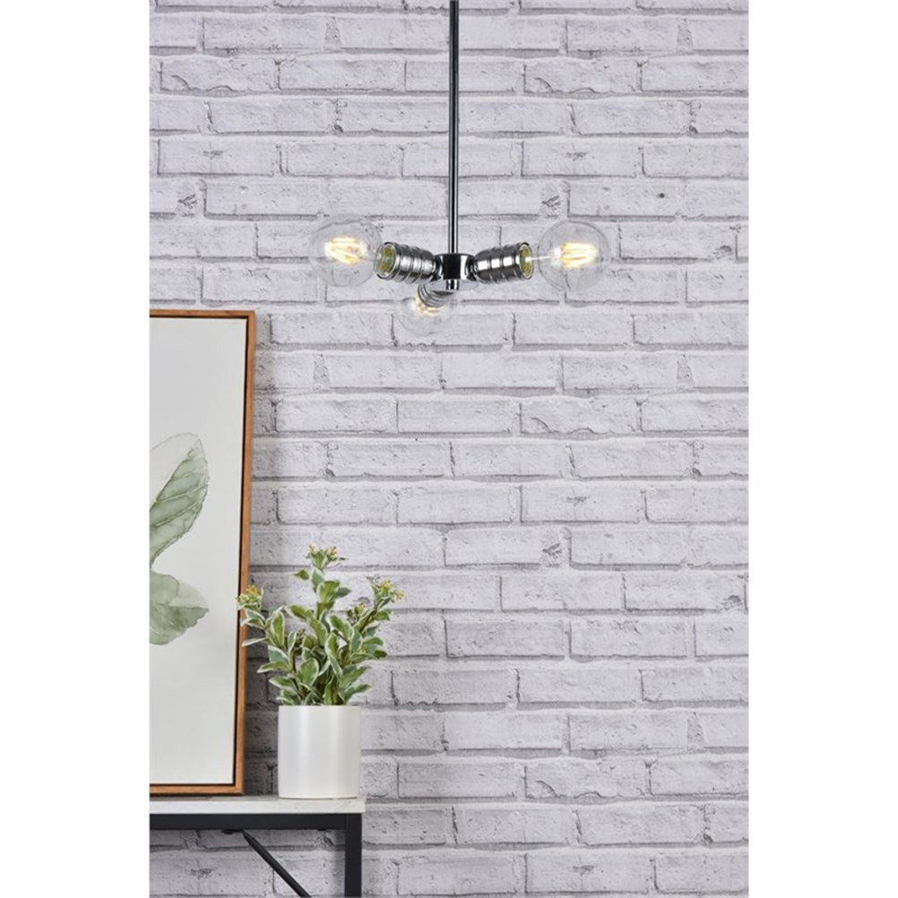 Living District Reyes 3-Light Mid-Century Metal Pendant in Chrome ...
