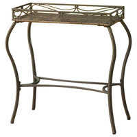 Pemberly Row Resin Potting Bench in Antique Brown - Tropical - Outdoor ...
