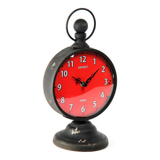 Clock, Red Face, Antique Black - French Country - Wall Clocks - by ...