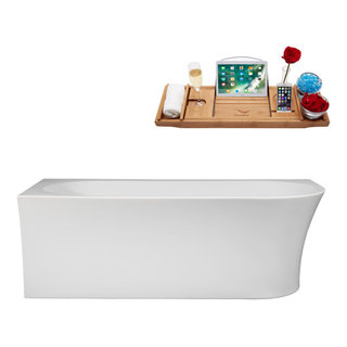 67" Streamline B-364-126-BGL Freestanding Tub, Tray & Drain, Brushed ...
