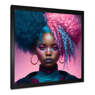 Hip Hop Girl With Pink And Blue Hair III Framed Print, 30x30 ...