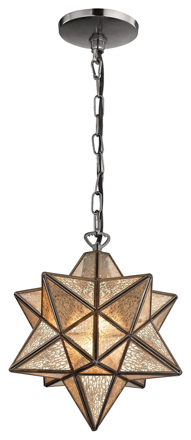 Sirius Oiled Bronze 10-In Metal Pendant with Antiqued Mercury Glass ...