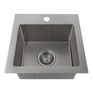 ZLINE Topmount Single Bowl Bar Kitchen Sink in Stainless Steel (STS-15 ...