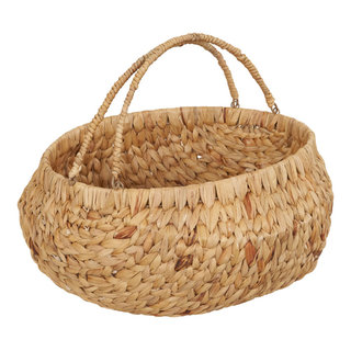 Round Woven Basket With Handles - Beach Style - Baskets - by Household ...